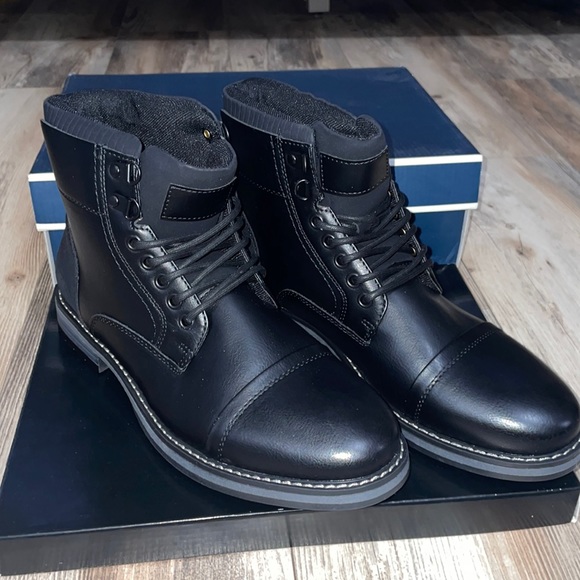 Club Room | Shoes | Club Room Mens Black Leather Lace Up Boots Size 9 ...